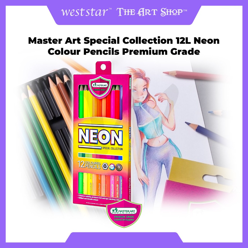 [WESTSTAR] Master Art Special Collection 12L Neon Colour Pencils ...