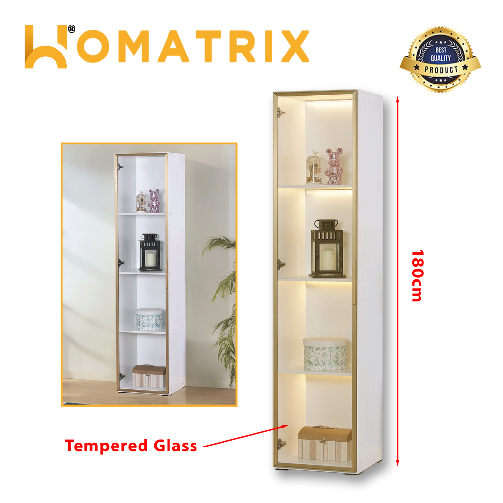 HOMATRIX LED Display Glass Cabinet Single Door Living Room Side Storage ...