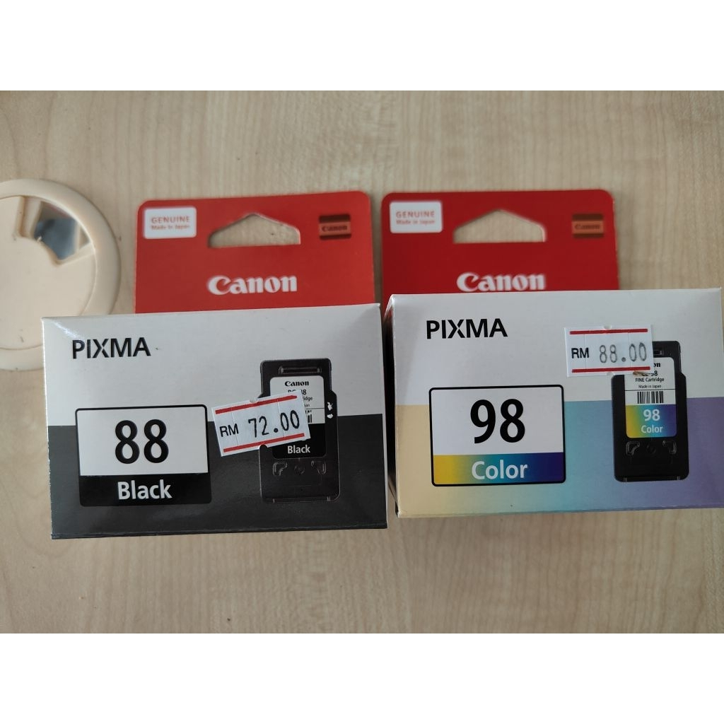 CANON GENUINE PG-88 BLACK + CL-98 COLOR INK CARTRIDGE FOR PIXMA E510, E610, E500, E600 PRINTER(1 ...