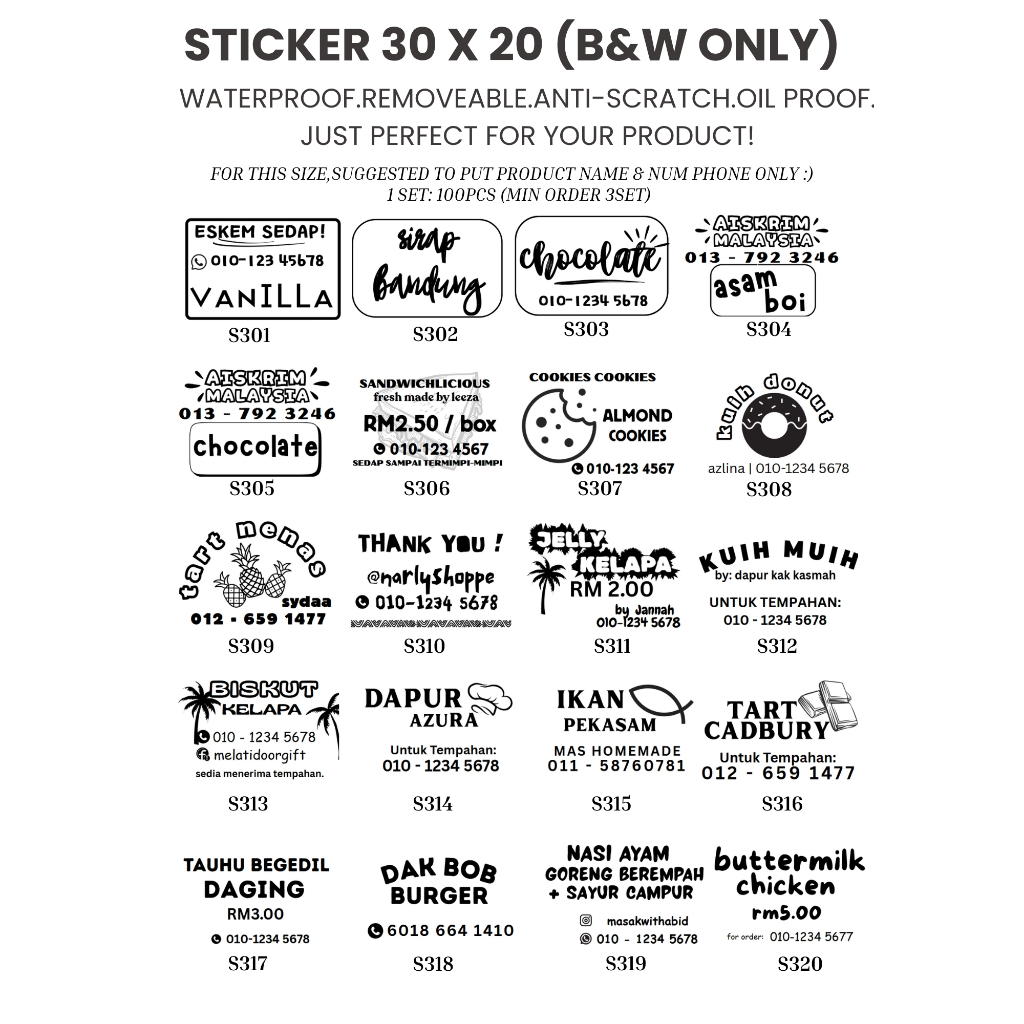 STICKER THERMAL SIZE 30X20 - WATERPROOF STICKER VENDOR STICKER - MIN ...
