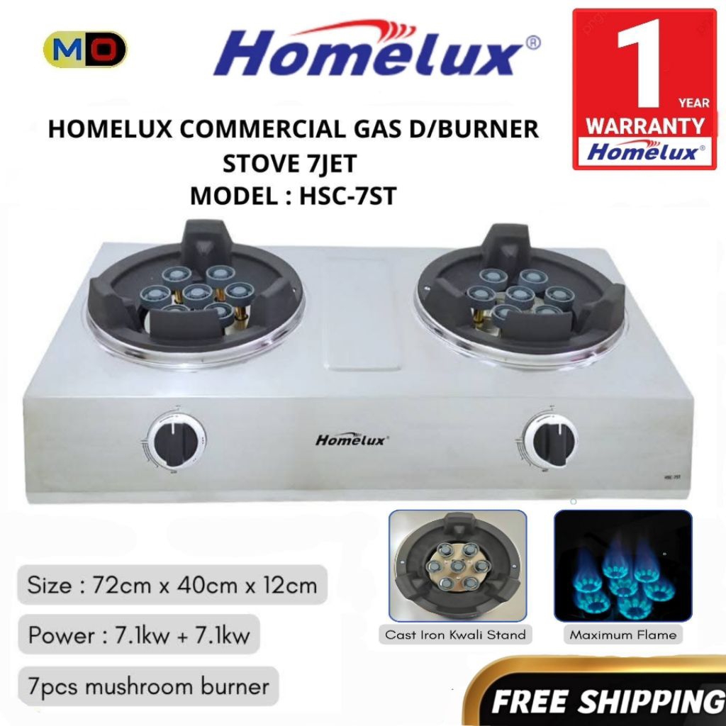 HOMELUX High Power (7.1kW) Double Burner Commercial Gas Cooker Stove ...