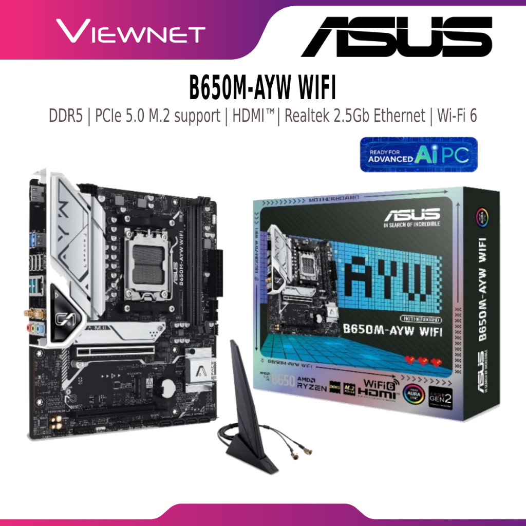 ASUS B650M-AYW WIFI DDR5 D5 AM5 MOTHERBOARD COMBO PROCESSOR AM5 RYZEN 5 ...