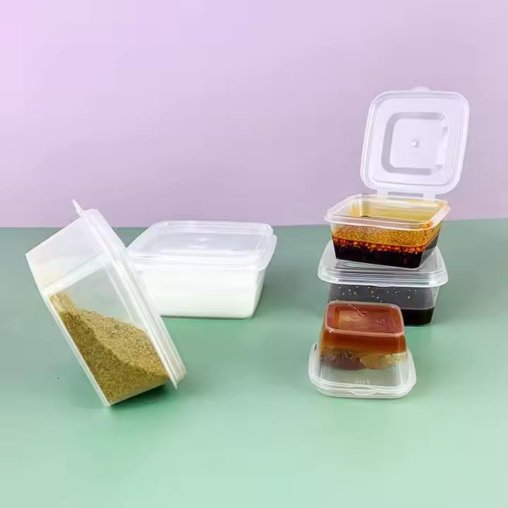 Small Plastic Sauce Cups Food Storage Containers Clear Boxes + Lids ...