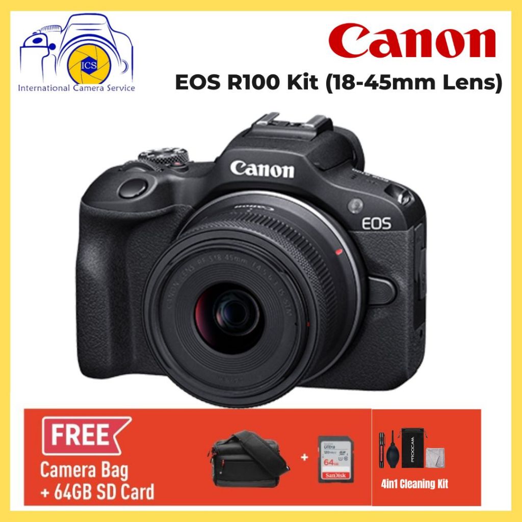 Canon EOS R100 (RF-S18-45mm IS STM) Free 64GB Ultra SD Card,Camera Bag ...