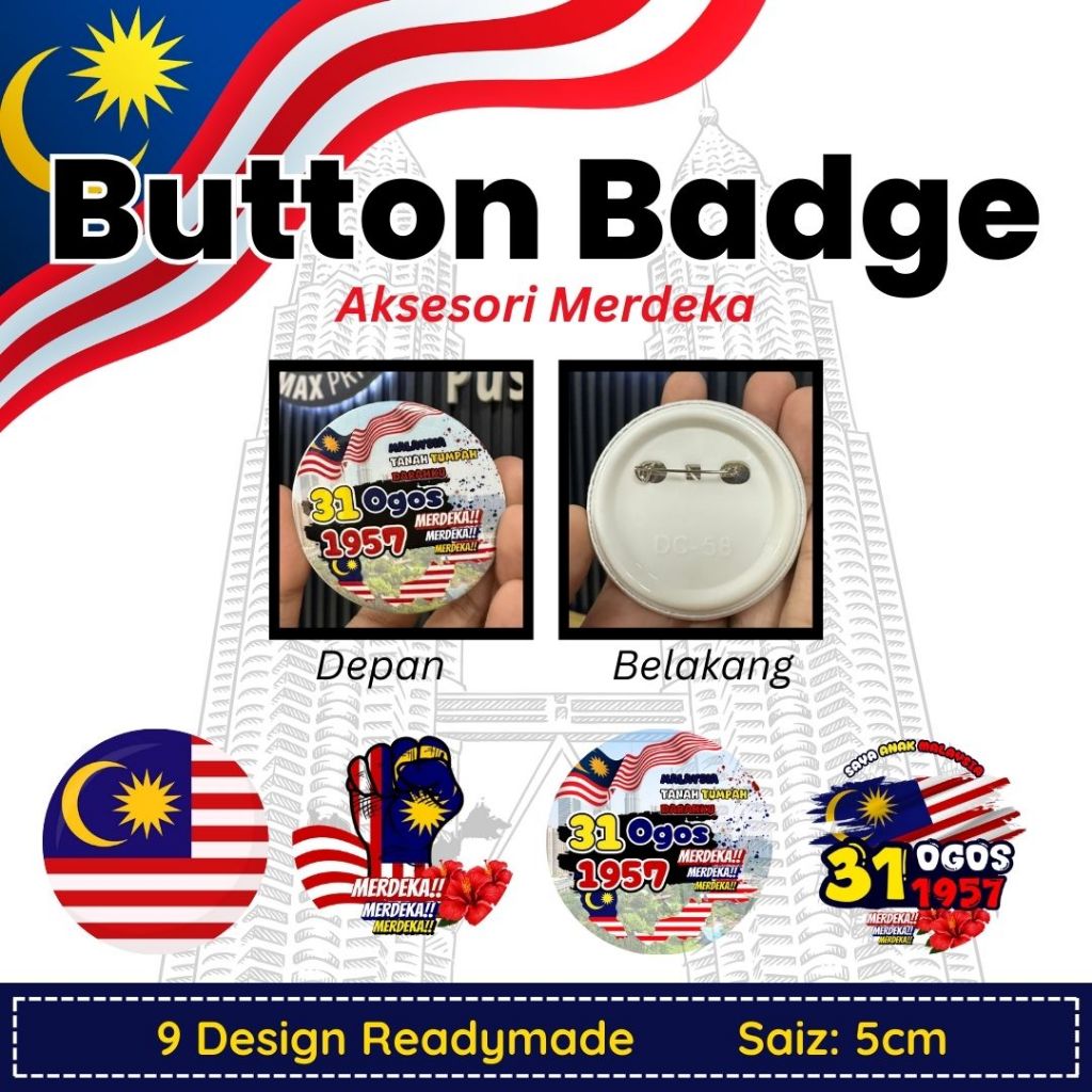 Button Badge Hari Merdeka 2025 - 5cm / Aksesori Simple Merdeka / 9 ...