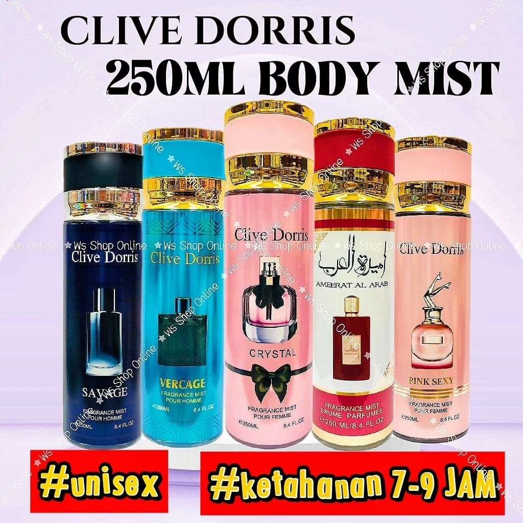250ML Clive Dorris Body Mist Fragrance Mist Women | Minyak Wangi ...