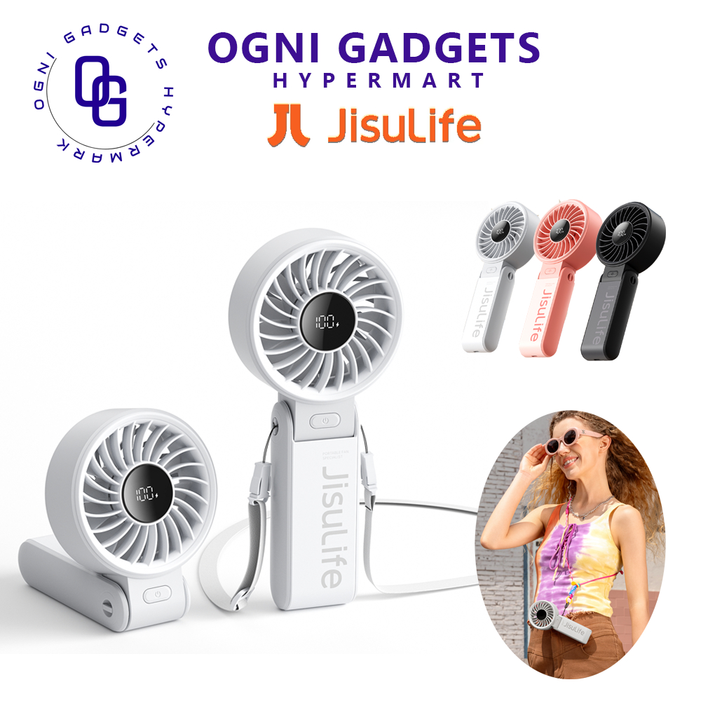 Jisulife Portable Foldable Handheld Fan Life7 5000mAh 19.5H Cooling ...