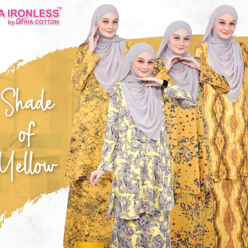 [2025] 7. Shade of Yellow Baju Kurung Dhia Ironless Khadijah Cutting ...