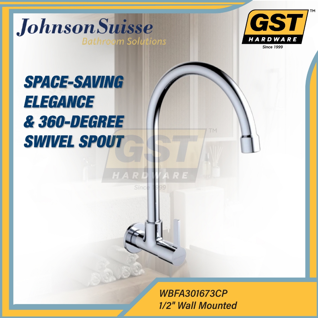 Johnson Suisse Lira 1/2" Wall Mounted Sink Tap With Swivel Wall Sink ...