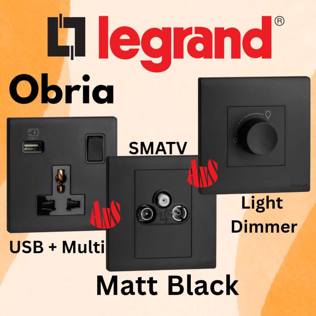 (NEW) OBRIA Matt Black 16A USB Type A / C Universal Multistandard ...