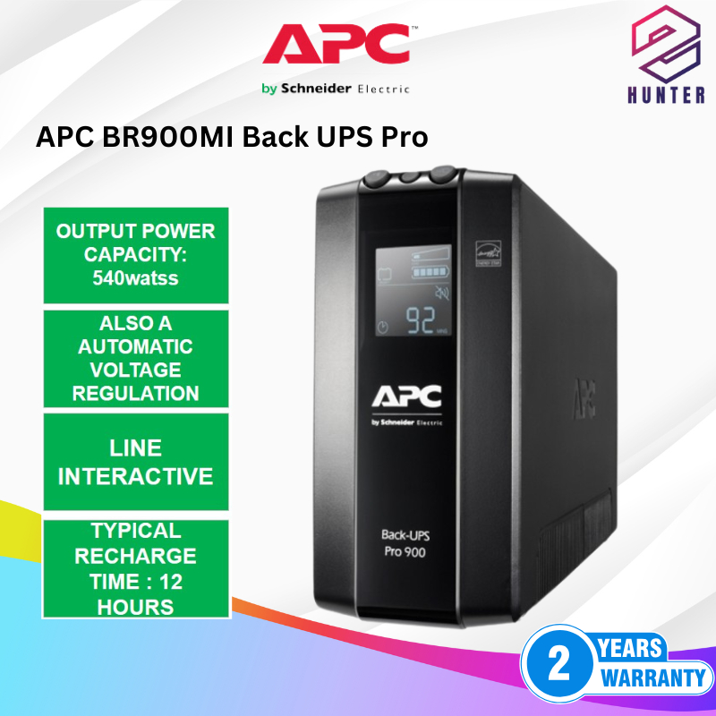 APC BR900MI Back UPS Pro BR 900VA, 6 Outlets, AVR, LCD Interface ...