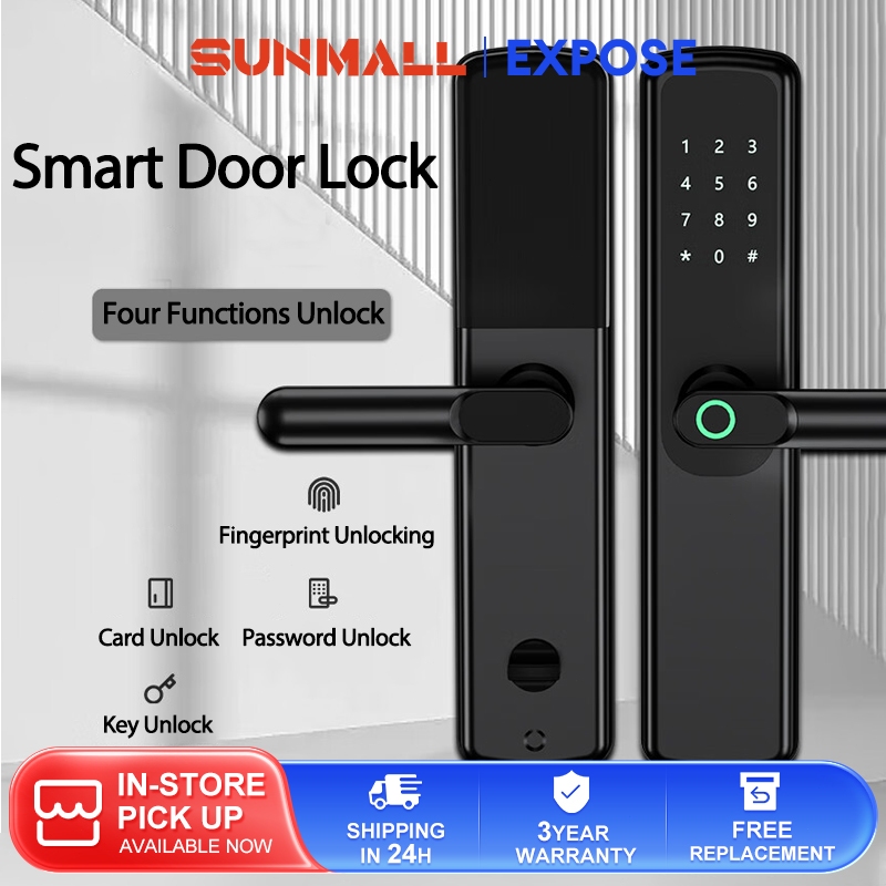 Smart Door Lock Fingerprint Keyless Entry Door Lock with Handle IC ...