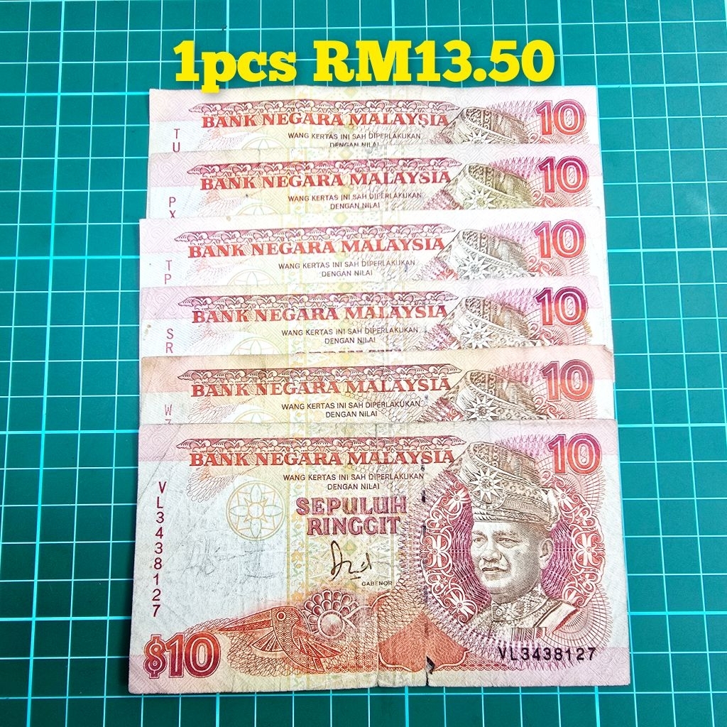 (A391) rm10 siri 6 dan 7 duit kertas lama duit syiling lama barang antik barang lama tabung duit ...