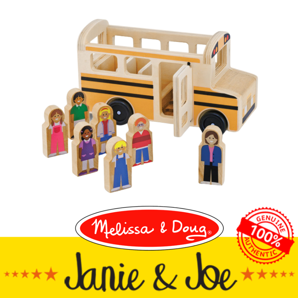 Melissa & Doug Wooden Classic School Bus- Age 3+, Toy Vehicles, Fine ...