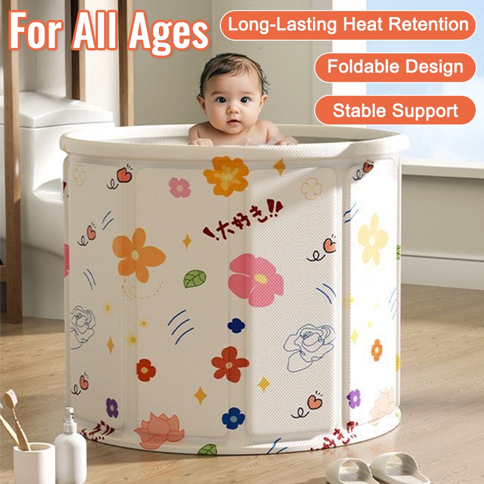 Foldable Bathtub Thickened Portable Kids Adult Spa Bucket Folding Large ...