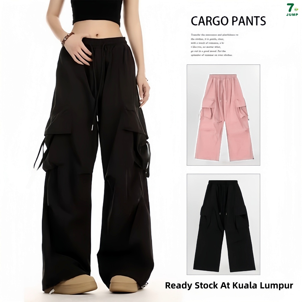 Ready Stock Palazo cargo pants women baggy wide leg plus size fashion ...