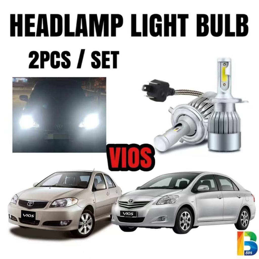 2PCS TOYOTA VIOS HEADLAMP LIGHT BULB LED HID 6000k White Front Car ...