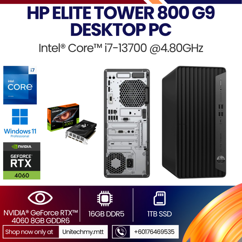 (UNBOXED UNIT) HP ELITE TOWER 800 G9 DESKTOP PC I7-13700 16 CORES FOR ...