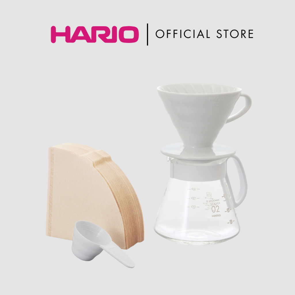 HARIO V60 CERAMIC DRIPPER 02 SET (WHITE) | Shopee Malaysia