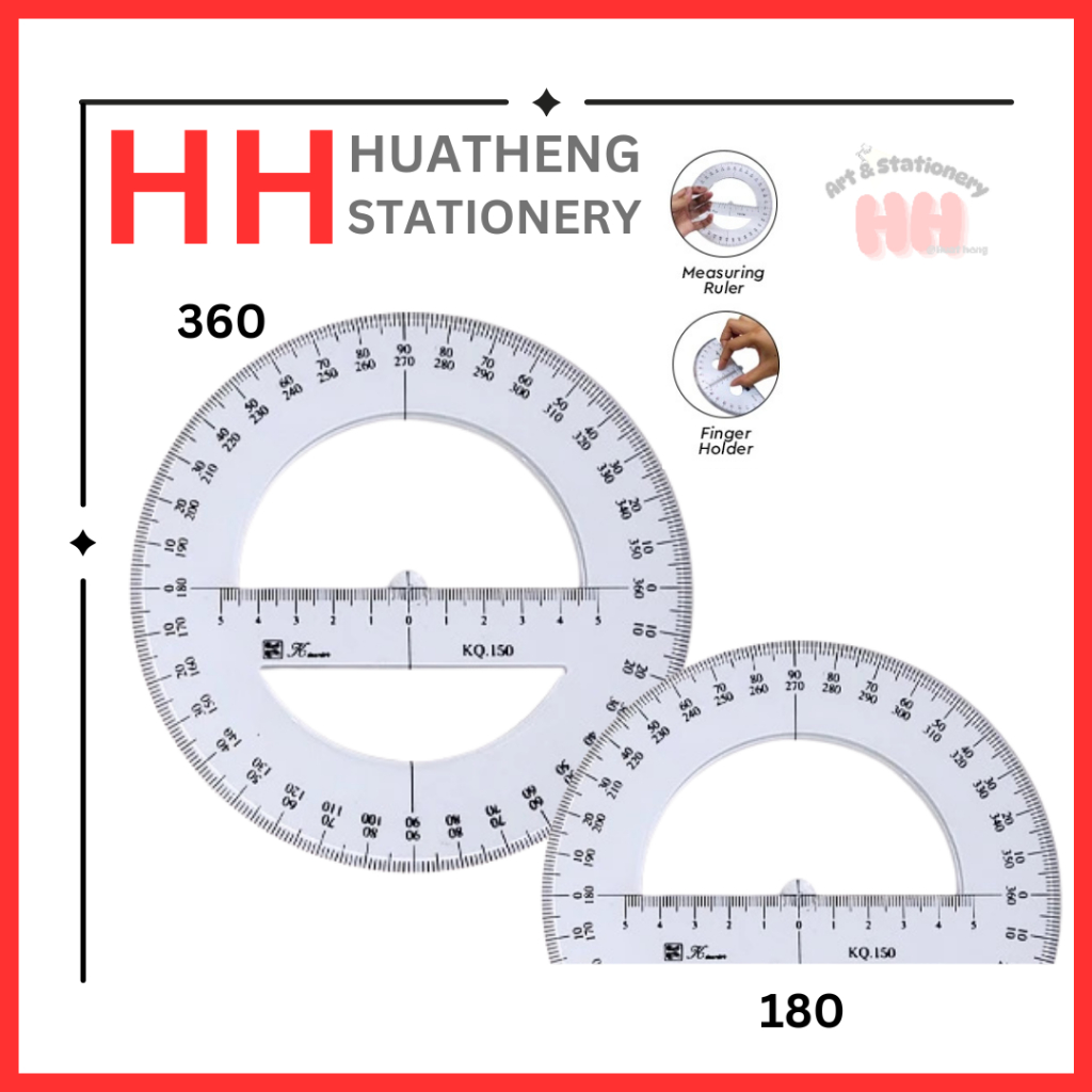 180° Half 360° Big Geometry Protractor Ruler Jangka Sudut Besar KQ-150 ...