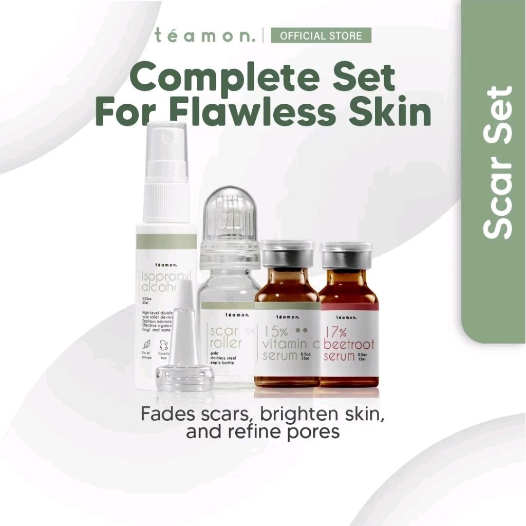 Teamon Scar Roller Set with Vitamin C Teamonskin [Set merawat masalah ...