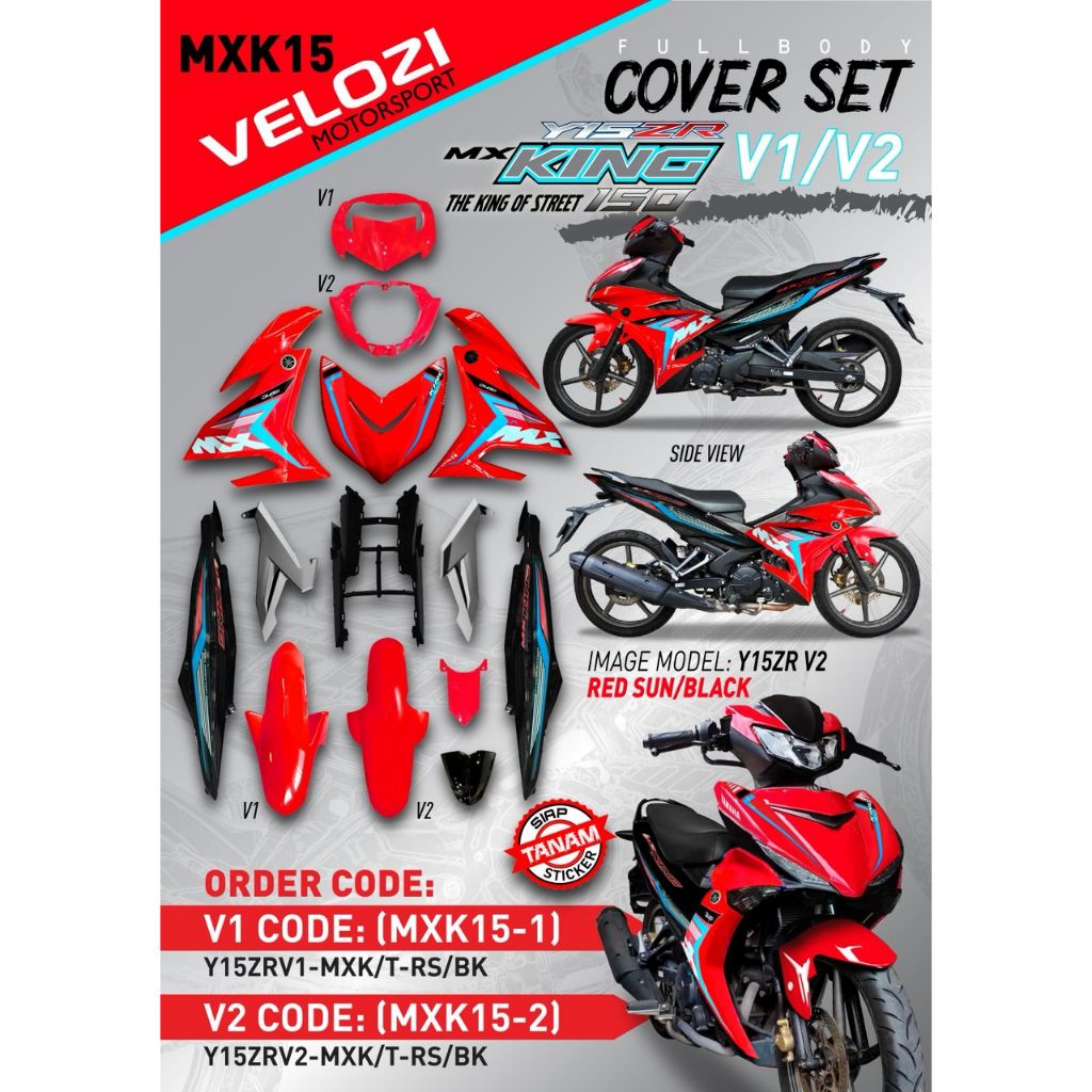 COVERSET Y15ZR Y15 V1 V2 MX KING MXK RED SUN BLACK TANAM ORIGINAL ...