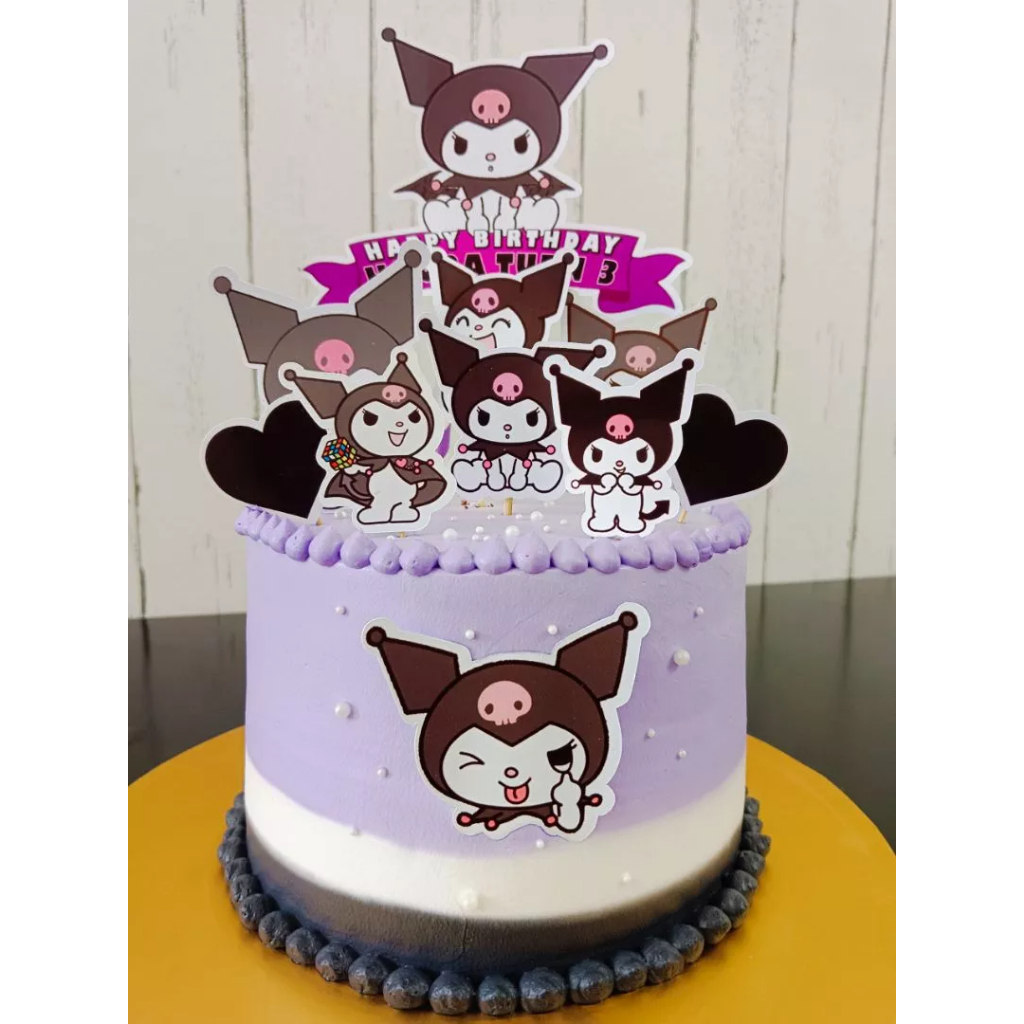 [CUSTOM NAME] Happy Birthday Cake Topper Kuromi Decoration Set Party ...