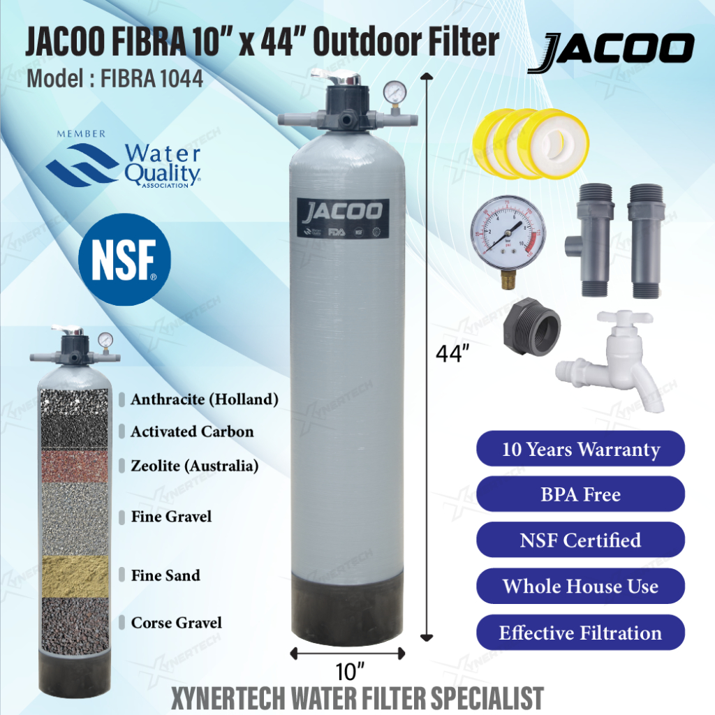 JACOO Sand Outdoor Water Filter 10" x 44" FRP/ Penapis Air Bersih Rumah ...