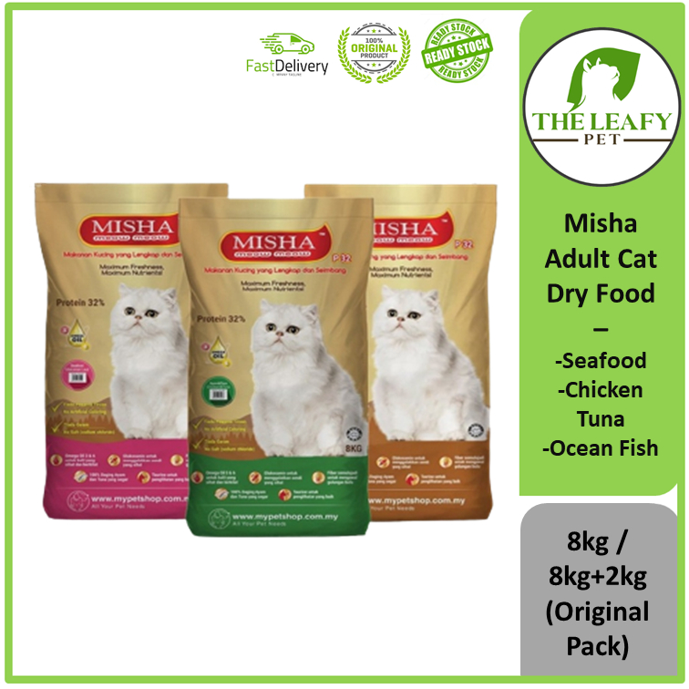 MISHA Adult Cat Dry Food ( Makanan Kucing ) - Seafood / Chicken & Tuna ...