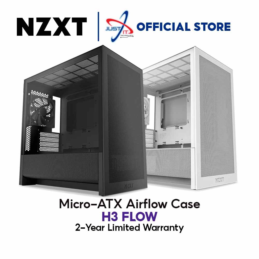 NZXT H3 FLOW M-ATX AIRFLOW DESKTOP PC CASE / CASING WITH PRE-INSTALLED ...