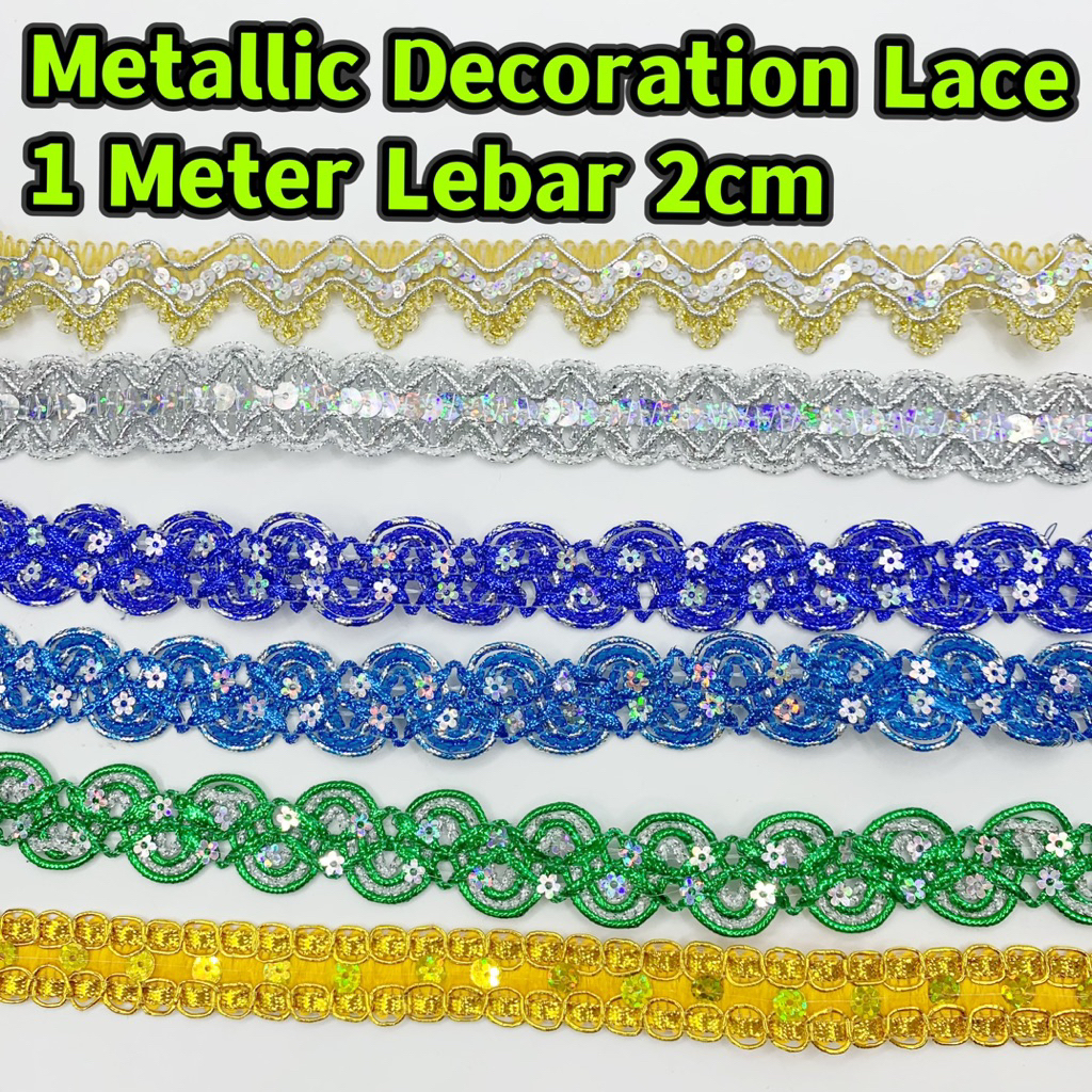 1 Meter Metallic Decoration Lace/Creative Lace/DIY Lace/Renda Hiasan ...