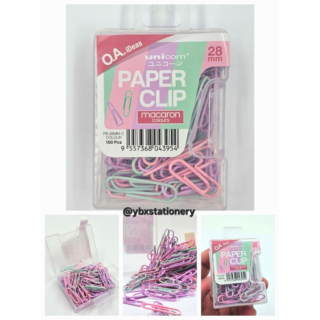 Unicorn Paper Clip 28mm 100pcs Macaron Colours 回形针曲别针纸夹文件夹 PB-28MM-C ...