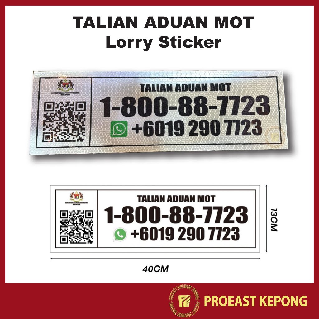 TALIAN ADUAN MOT Lorry Reflective Sticker / Hotline Mot -13cm (W) x ...