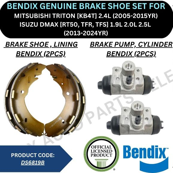 BENDIX GENUINE BRAKE SHOE, LINING (REAR) FOR ISUZU DMAX [TFR, TFS, RT50 ...