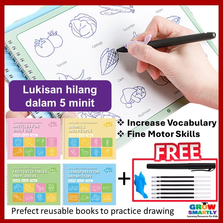 4 Drawing Books for Kids Magic Book buku lukisan kanak kanak tracing ...