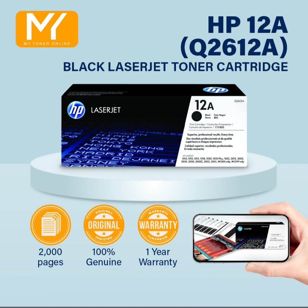 [100% ORIGINAL] HP 12A / Q2612A LASERJET PRO BLACK TONER CARTRIDGE ...