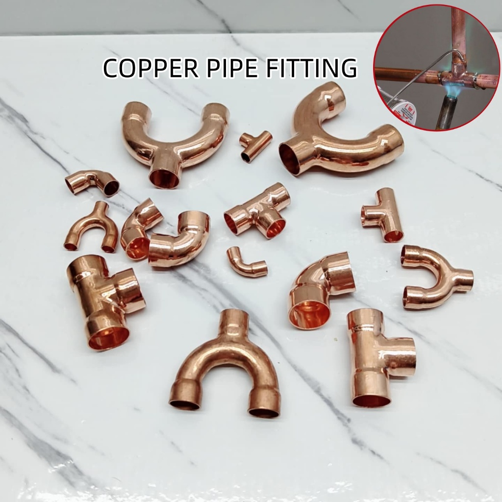 Copper Pipe Fitting Aircond (2/3/4/5/6 hun) [Elbow/Tee/Y shape ...
