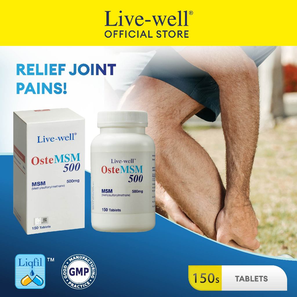 Live-well OsteMSM 500 Glucosamine & Chondroitin Joint Pain Supplement ...