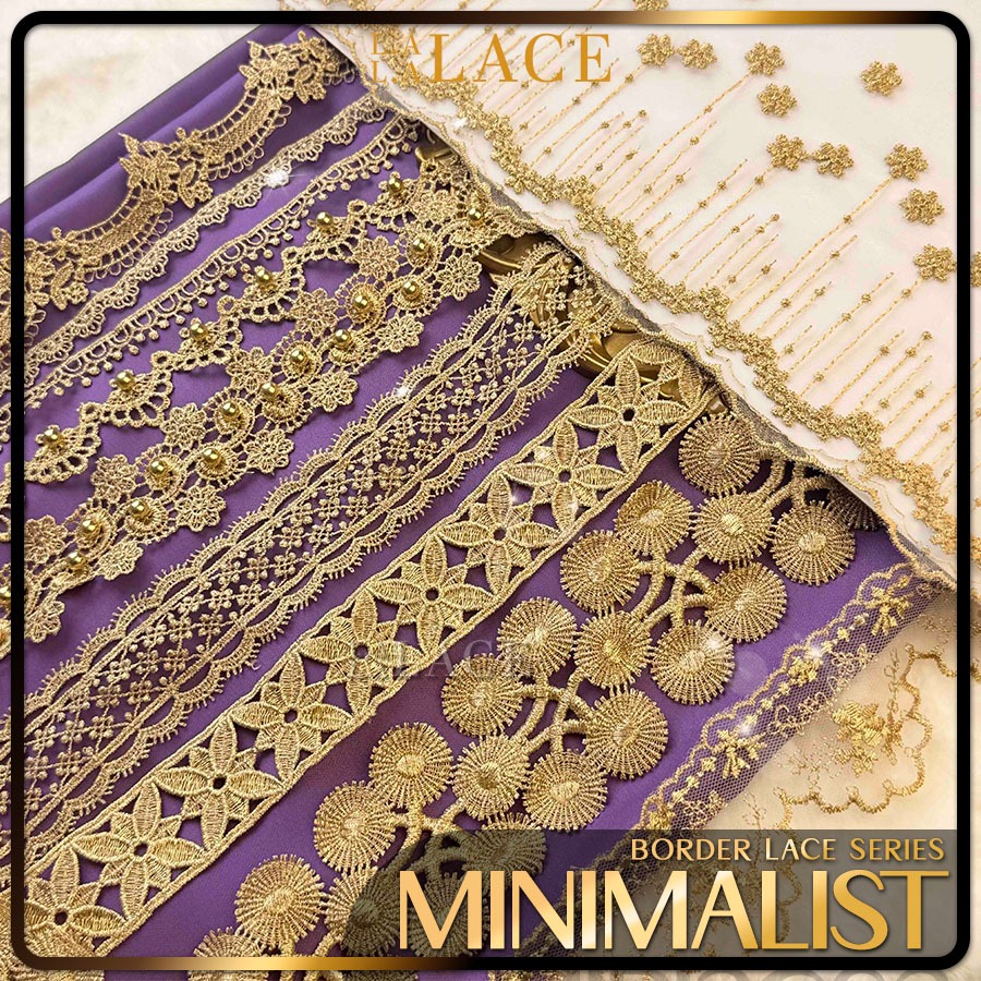 Border Lace MINIMALIST Gold Flower Lace Clothing Lolita Jahit Tailor ...