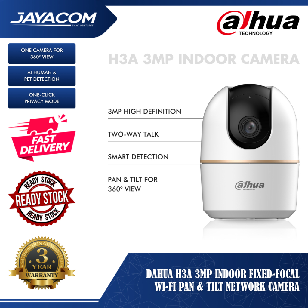 Dahua H3A 3MP Indoor Fixed-Focal Wi-Fi Pan & Tilt Network Camera (Two ...