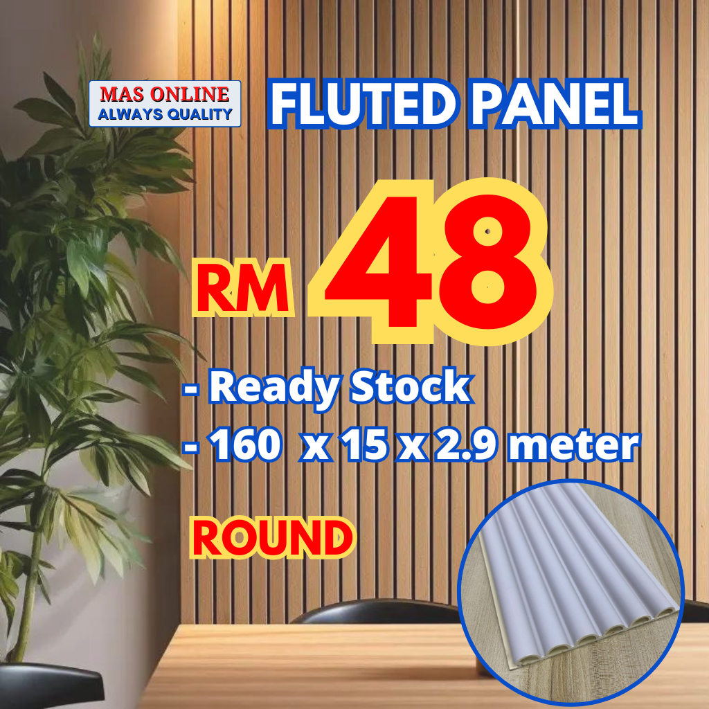 Panel Dinding WPC Fluted wall panel (Round) WPC wall panel Fluted Panel ...