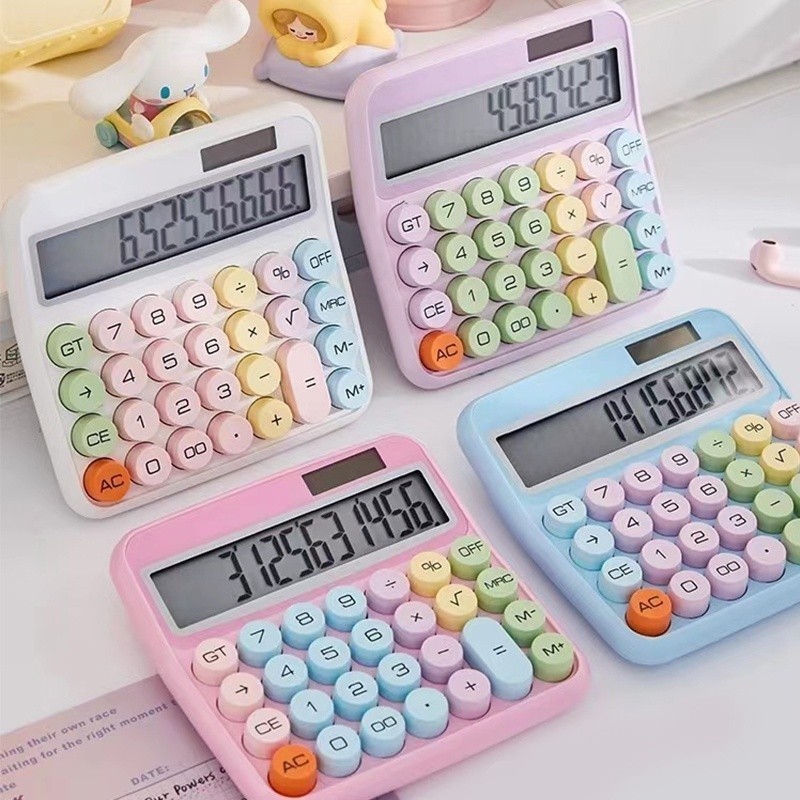 Big Screen Calculator Candy Color Mechanical With Kawaii Scientific ...