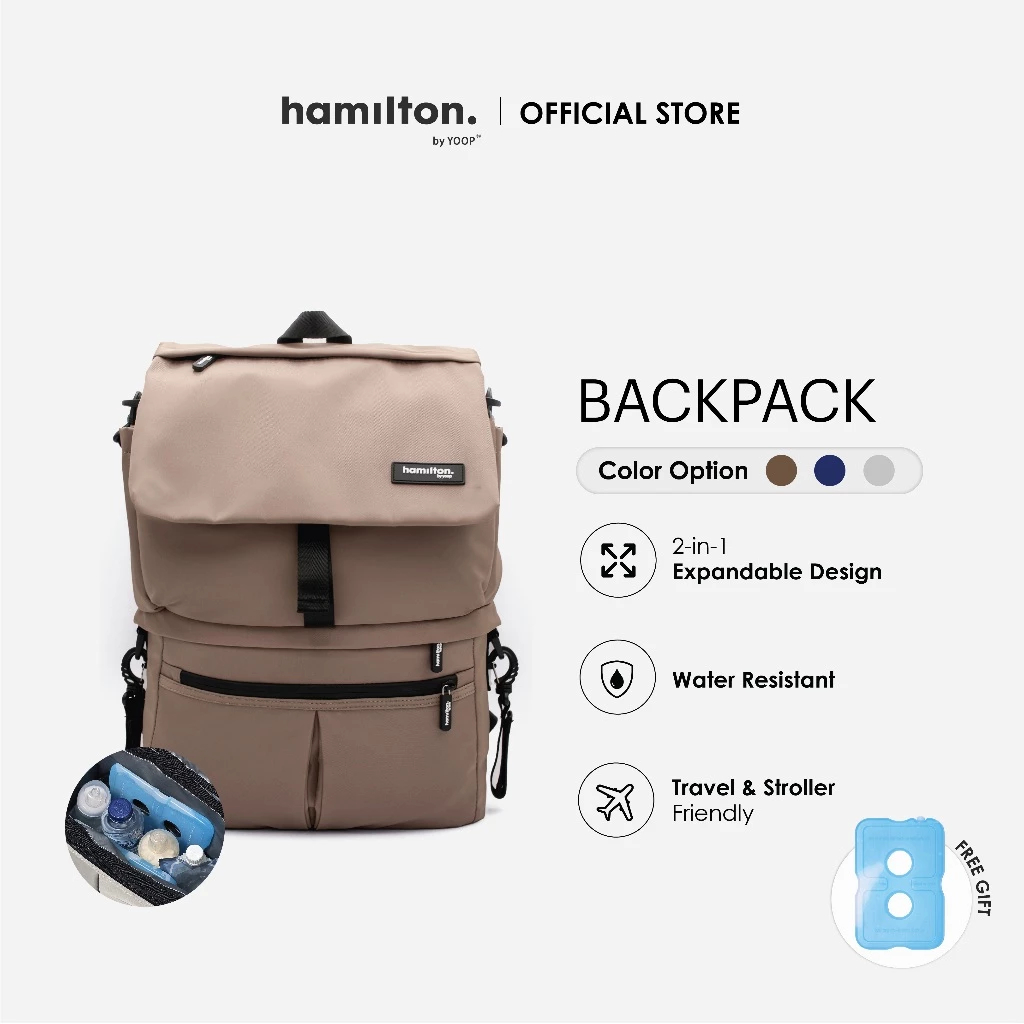 Hamilton Backpack with Detachable Cooler Bag ( Khaki , Light Grey ...