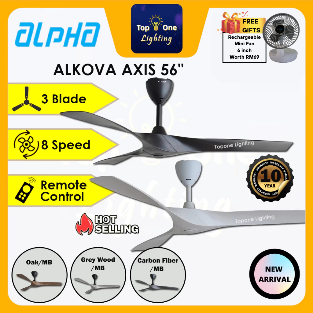 🔥HOT🔥 ALPHA Alkova - AXIS 3B 56Inch DC Motor Ceiling Fan / 16 Speed ...