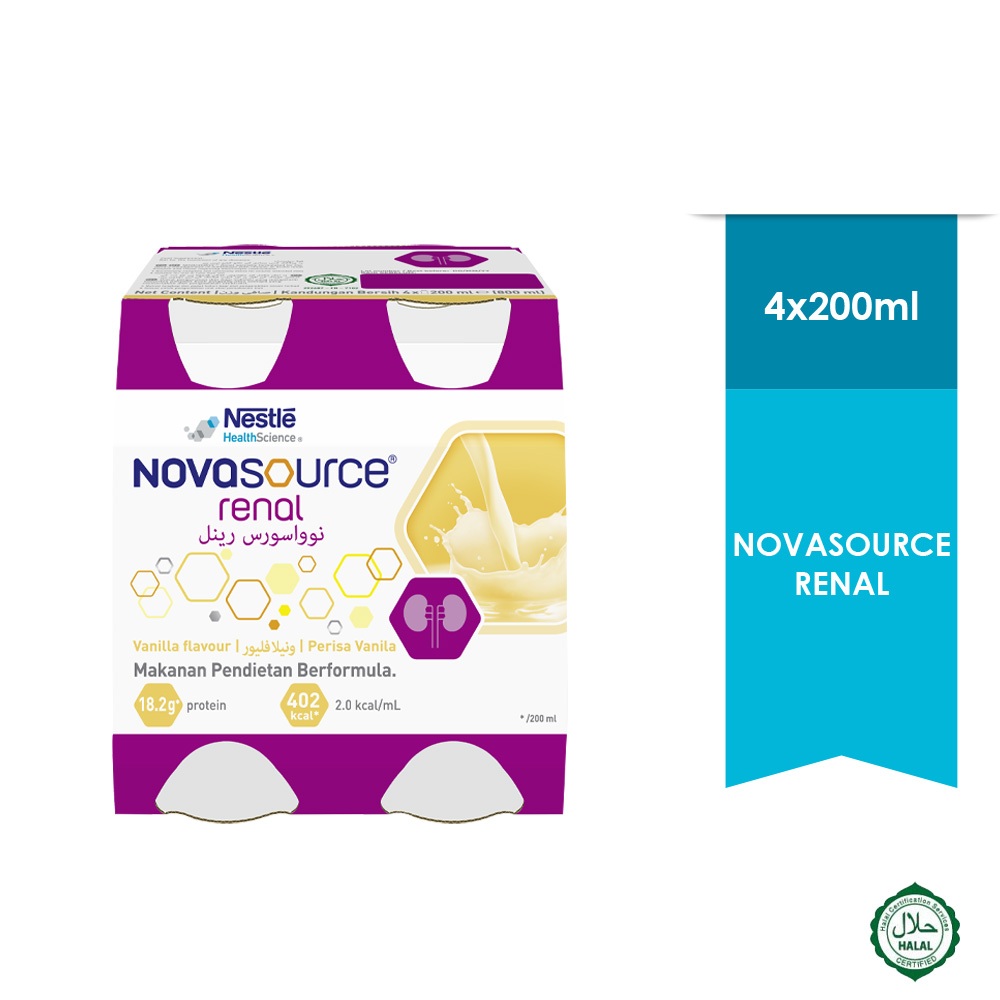 NESTLE Novasource Renal 200ml Vanilla Flavour I Kidney Patients x 4 ...