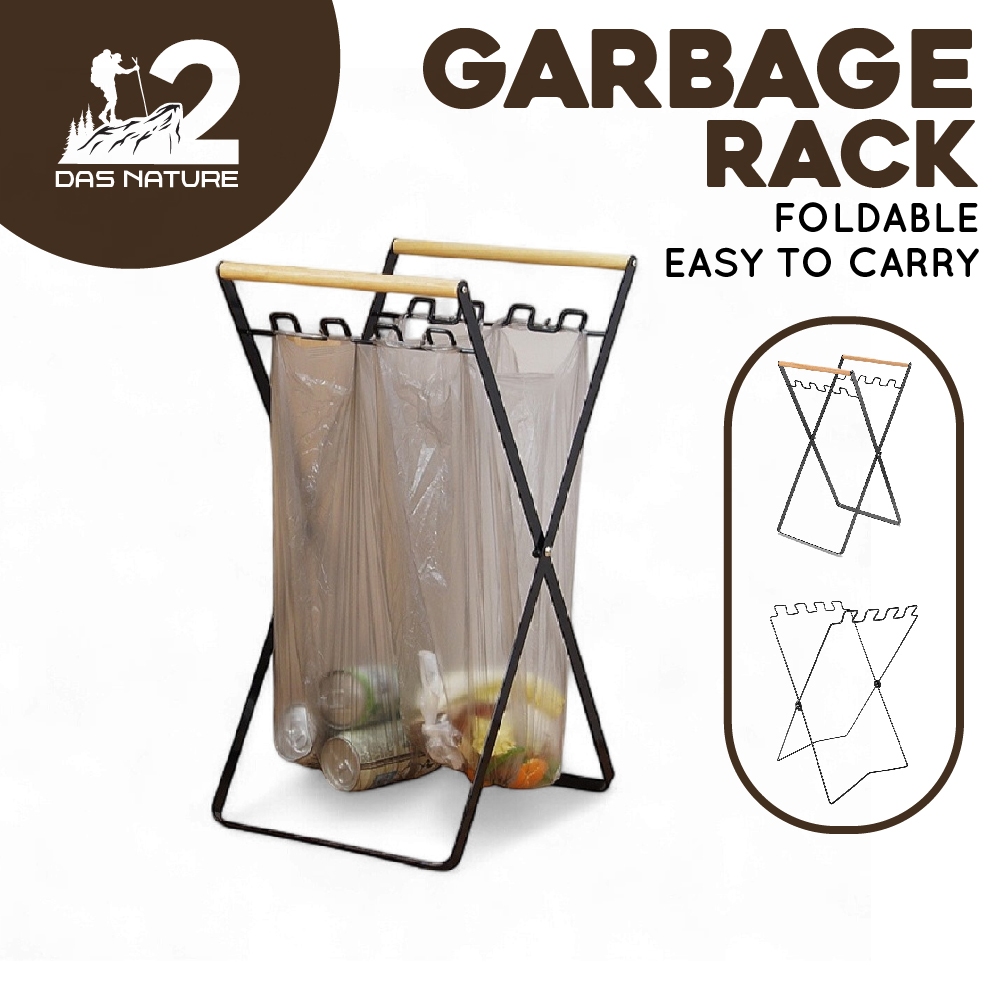Garbage Rack Camping Trash Holder Stand Steel outdoor dustbin Frame ...