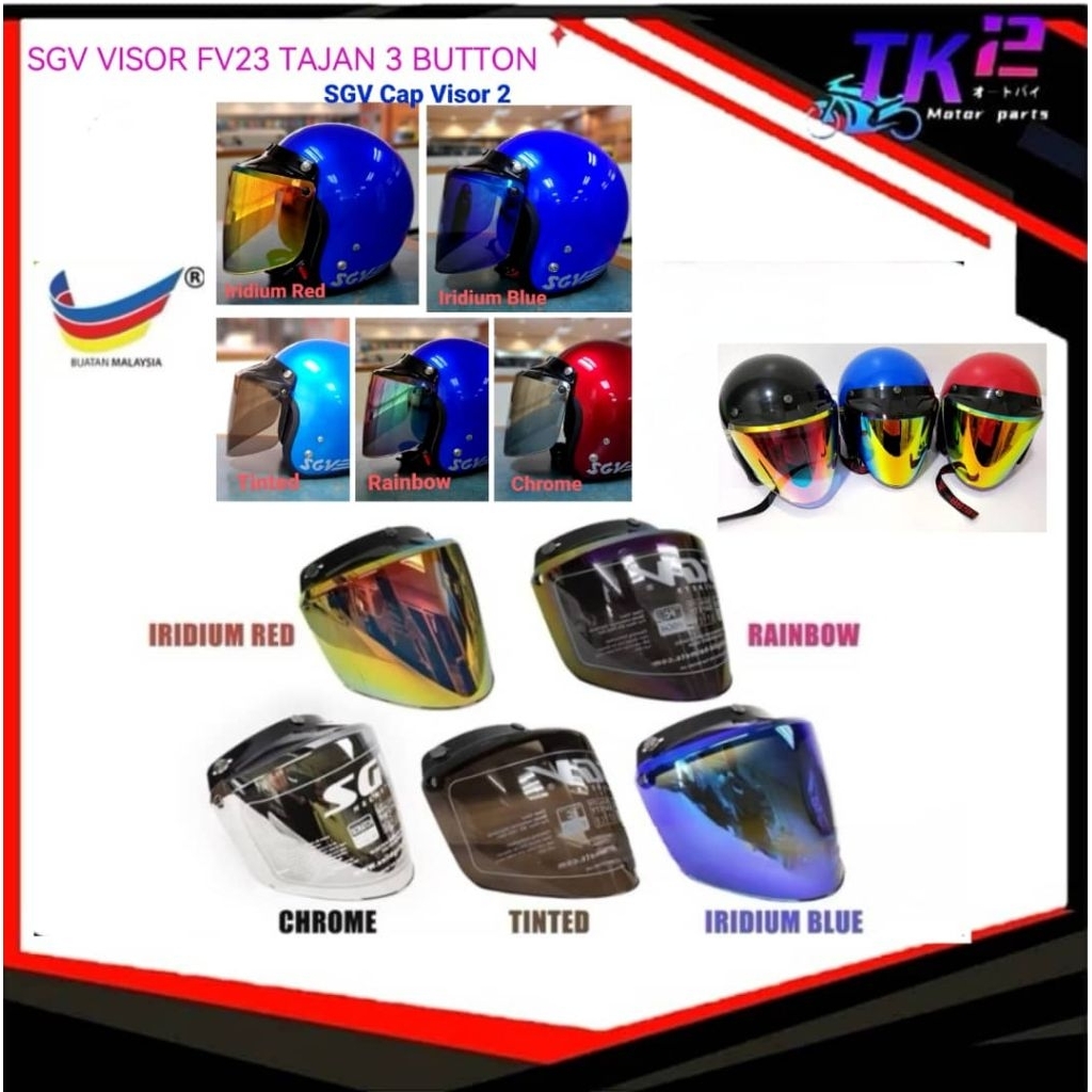 SGV FV23 VISOR 🔥 TAJAM 💯 % ORIGINAL 6 COLOR 3 BUTTON | Shopee Malaysia