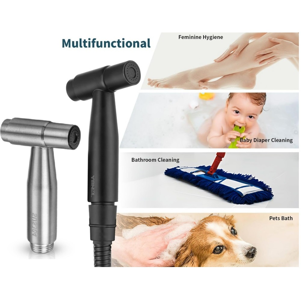 Bidet Spray Stainless Steel SUS 304 Toilet Press Type Hand Shower Spray ...