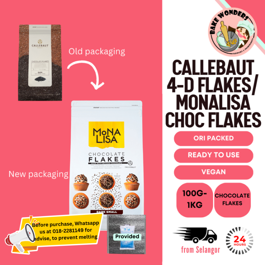 Callebaut Split 4D Flakes Dark Chocolate Small 1.5-2.7MM/Monalisa ...