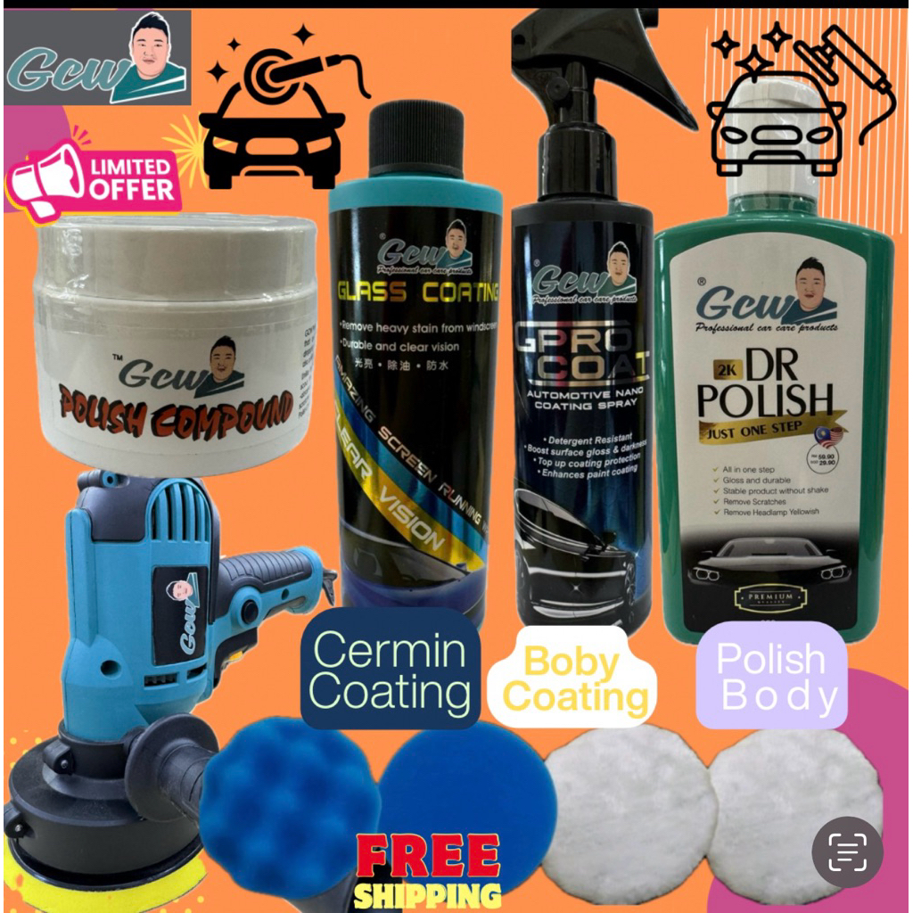 GCW(FB SET)BODY AND WINDSCREEN COATING SET🔥FREE POLISH MECHINE🔥 ...